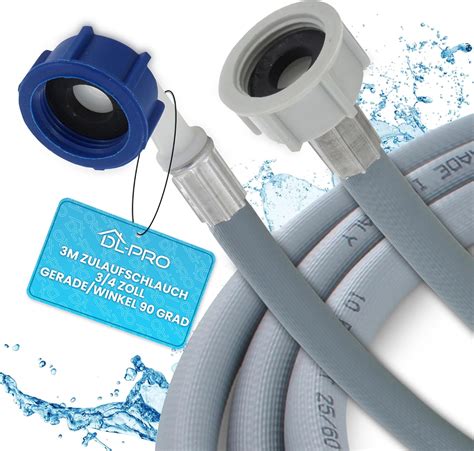 DL pro Tuyau d eau 3 m droit angle 90 pour machine à laver et lave