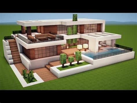 Moderne Villa Mit Pool In Minecraft Bauen Tutorial Haus Youtube