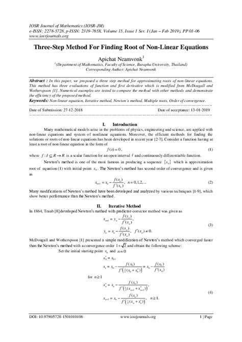pdf three step method for finding root of non linear equations iosr journals