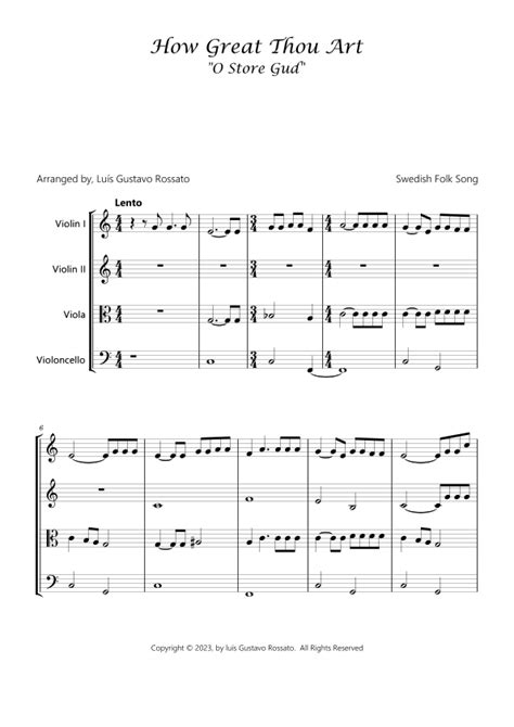 How Great Thou Art O Store Gud Strings Quartet Key Of C Arr