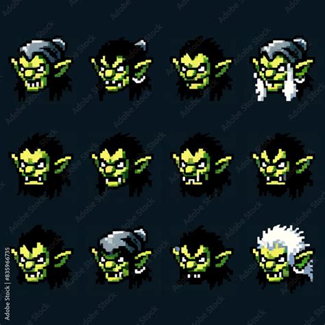 Pixel Art Goblin Sprites For Rpg Game Stock Illustration Adobe Stock