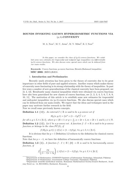 pdf bounds involving gauss s hypergeometric functions via p h convexity