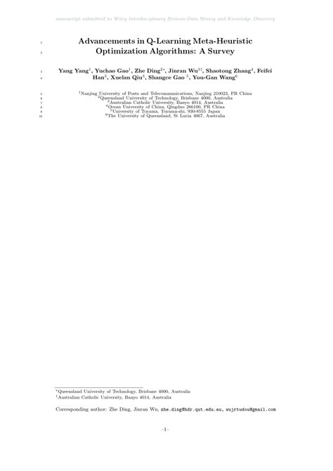 pdf advancements in q learning meta heuristic optimization algorithms a survey
