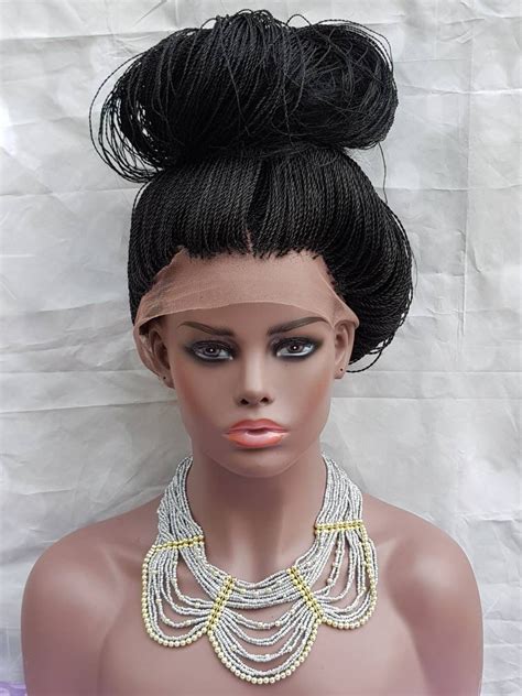Handmade Glueless Micro Braided 360 Lace Wig Micro Million Senegalese Twist Colour 1b 16 18