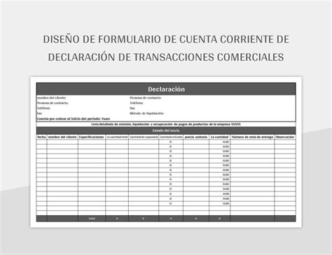 Plantilla de Excel Diseño De Formulario De Cuenta Corriente De