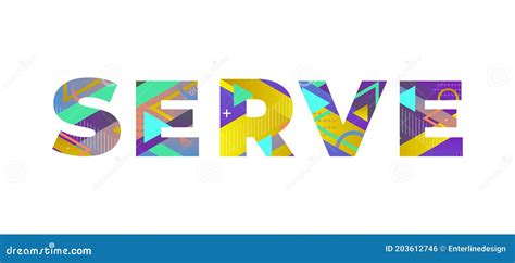 Serve Concept Retro Colorful Word Art Illustration Stock Vector