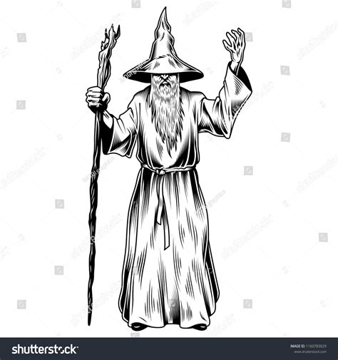 Fantasy Wizard Isolated On White Vector Vector De Stock Libre De