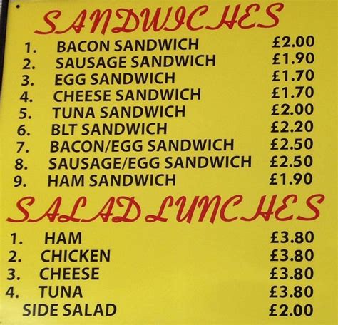 Menu At Smileys Cafe Worthing