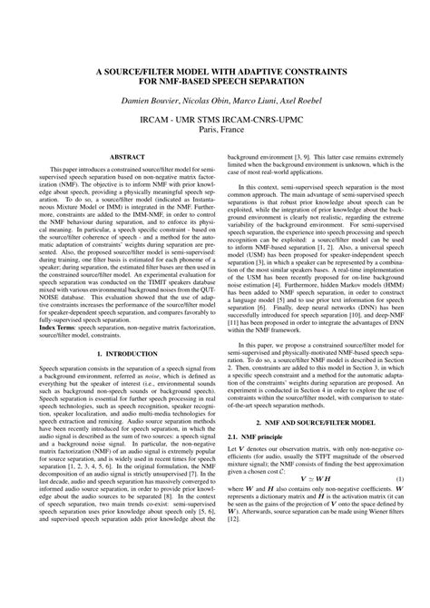 pdf a source filter model with adaptive constraints for nmf based speech separation