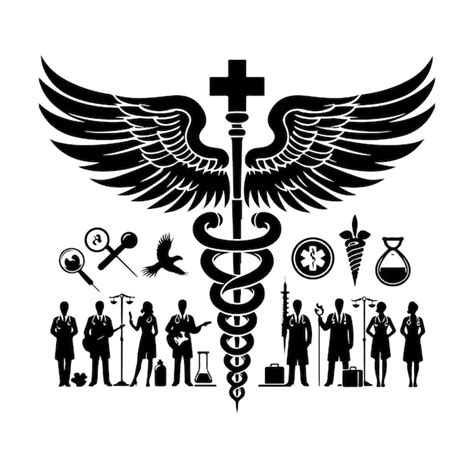 Vector caduceo símbolo de salud asclepio icono de varita de color negro