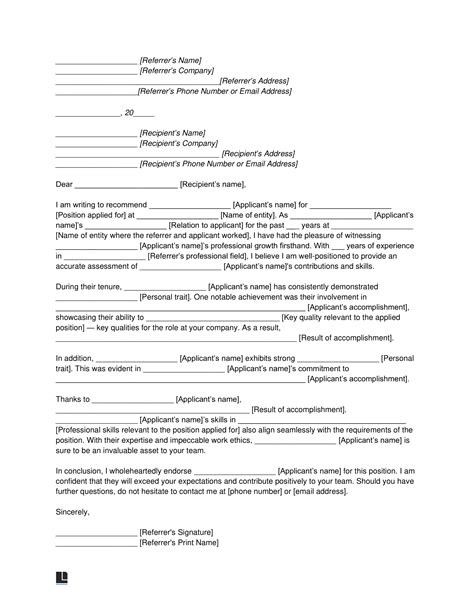 Free Letter Of Recommendation For Employee Template PDF Word