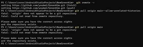 github 다른 branch fatal origin does not appear to be a git repository
