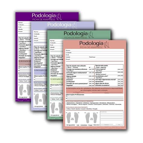 Ficha Bloco De Anamnese Checklist Podologia CORES Shopee Brasil