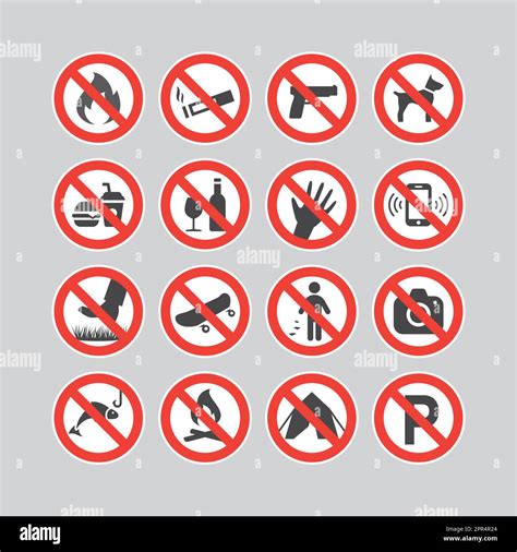 Red Prohibition Vector Sign Icon Set Stock Vector Image Art Alamy