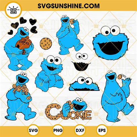 Bundle Cookie Monster Clipart Images Svg Png Dxf Digital Oggsync