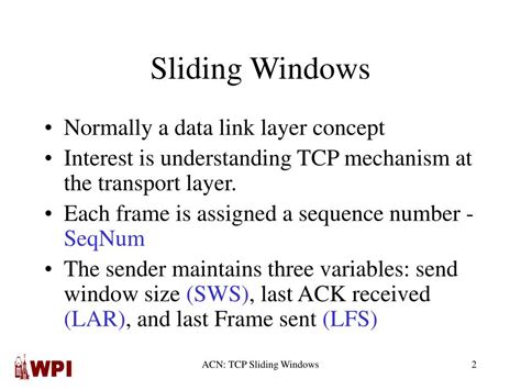 Ppt Tcp Sliding Windows With Flow Control And Congestion Control
