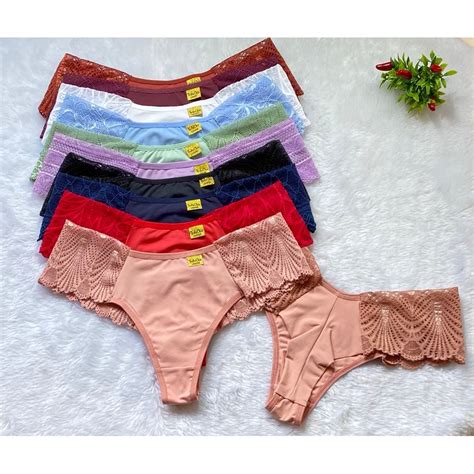 Kit Calcinha Fio Duplo Pala Dupla Conforto Tanga Em Renda Lingerie
