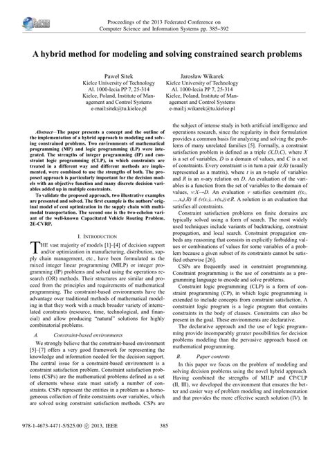 pdf a hybrid method for modeling and solving constrained search problems