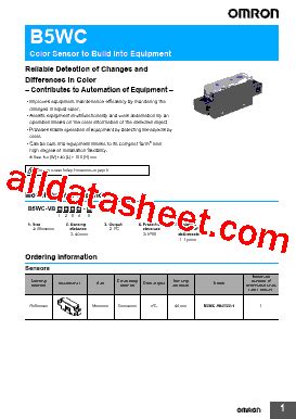 B5WC Datasheet PDF Omron Electronics LLC