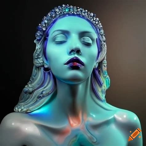Surreal Sculpture With Opalescent Details On Craiyon