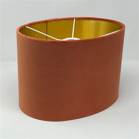 Lampshade Burnt Orange Velvet Brushed Gold Oval Light Shade Atelier