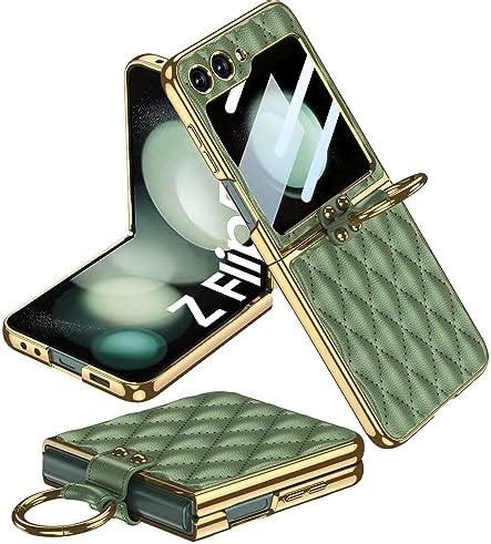 Miimall Lederhülle Kompatibel mit Samsung Galaxy Z Flip 5 Hülle mit