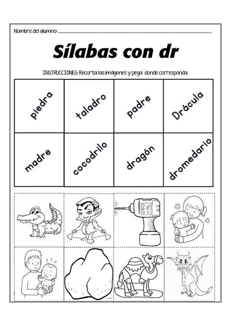 Estupendos ejercicios para repasar sílabas trabadas carretillas y