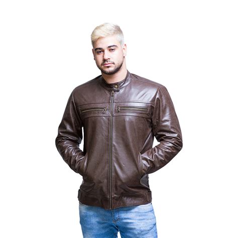 Jaqueta De Couro Slim Marrom Caf Parra Couros Roupas De Couro