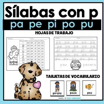 Sílabas con la letra p pa pe pi po pu Hojas de trabajo TpT
