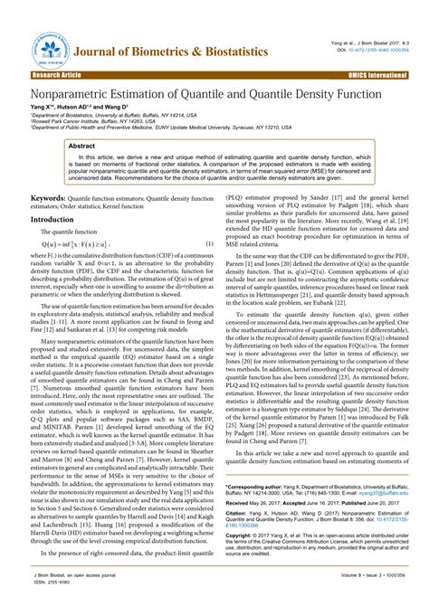 pdf nonparametric estimation of quantile and quantile density function
