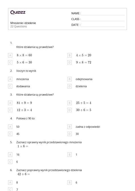 Ponad Zadania Tekstowe Na Mno Enie Arkuszy Roboczych Dla Klasa W