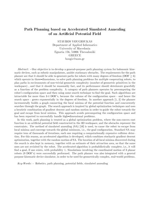 pdf path planning based on accelerated simulated annealing of an artificial potential field