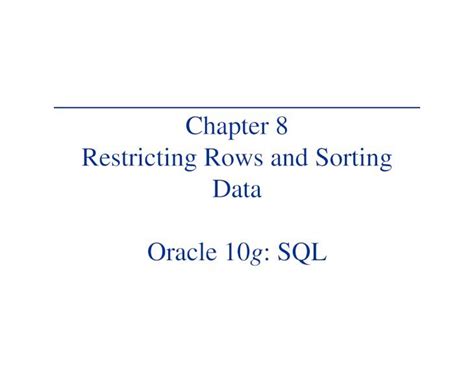 Pdf Chapter Restricting Rows And Sorting Data Oracle Sqlww