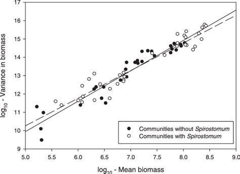 the mean variance scaling relationship in communities with open dots download scientific