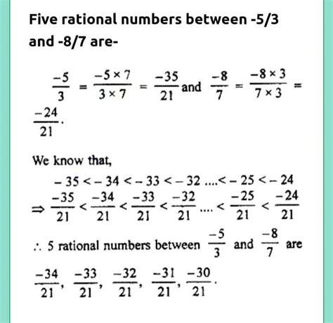 Find Five Rational Numbers Between 5 3 And 8 7 Brainly In