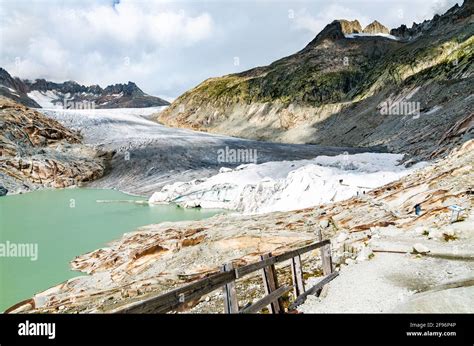 The Rhone Glacier The Source Of The Rhone At Furka Pass In Switzerland