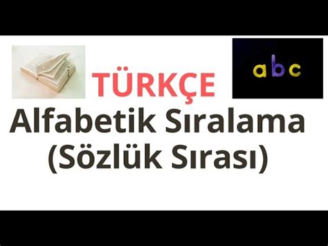 2 ve 3 Sınıf Türkçe Alfabetik Sıralama Sözlük Sırası YouTube