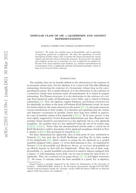 pdf modular class of lie infty algebroids and adjoint representation