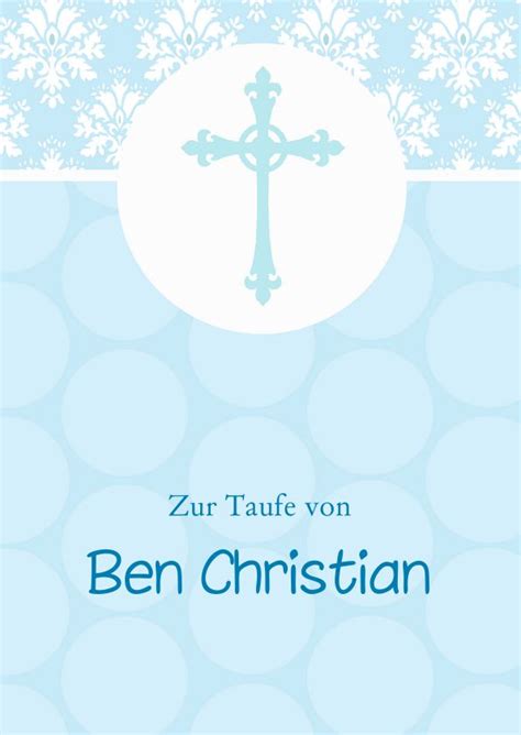 Klassische Glückwunschkarte zur Taufe mit Kreuz auf blauem Hintergrund