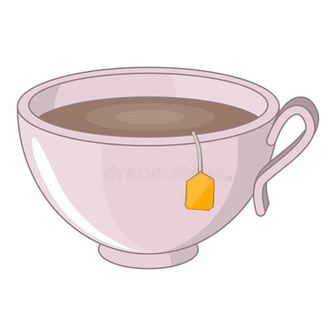 Kopp Tesymbol Tecknad Filmstil Vektor Illustrationer Illustration Av