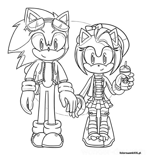 Sonic I Amy Rose Obrazek Do Kolorowania Online Do Pobrania I Druku Za