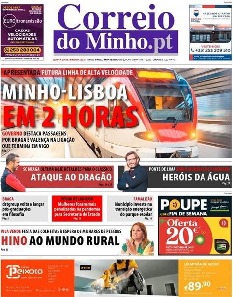 Capa Correio Do Minho 29 Setembro 2022 Capasjornais Pt