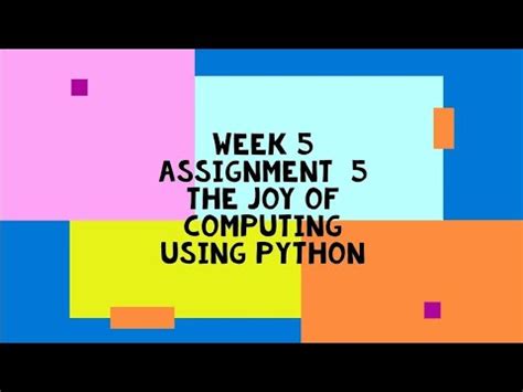 The Joy Of Computing Using Python Assignment 5 Nptel YouTube