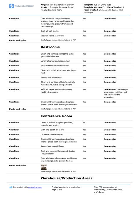 Cleaning Report Template Atlanticcityaquarium