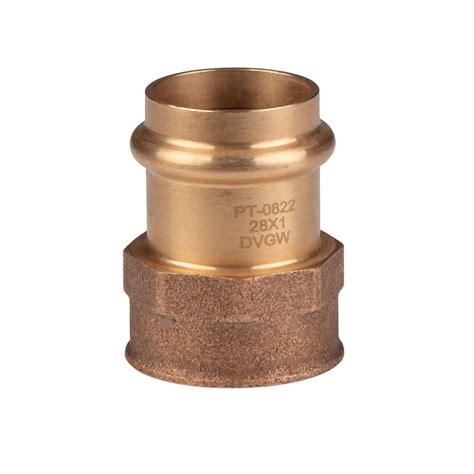 Kupfer Pressfitting Übergang aus Rotguss 28 mm 1 IG V M Kontur DVGW