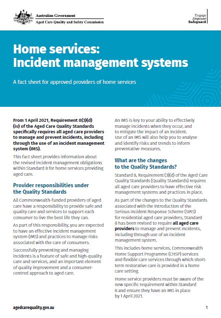Serious Incident Response Scheme Sirs Aged Care Quality And Safety