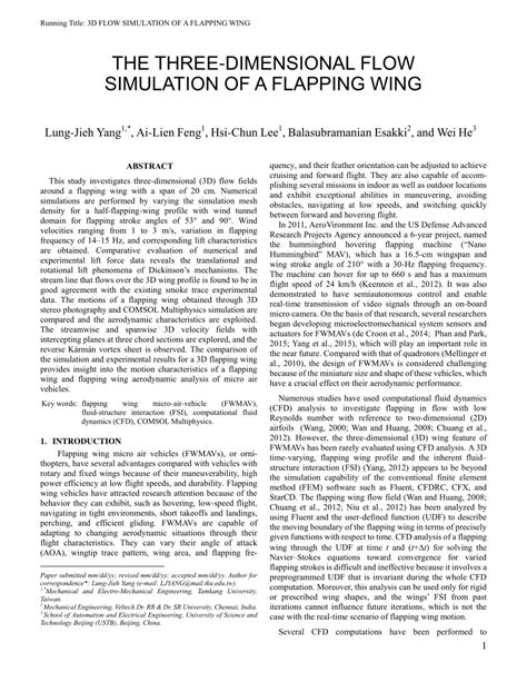 pdf the 3d flow simulation of a flapping wing
