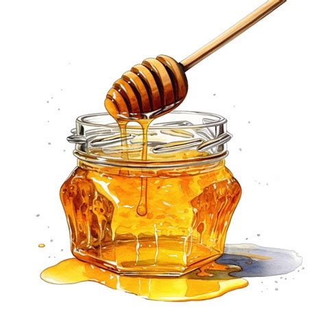 Premium AI Image Arafed Honey In A Jar With A Wooden Spoon Generative Ai