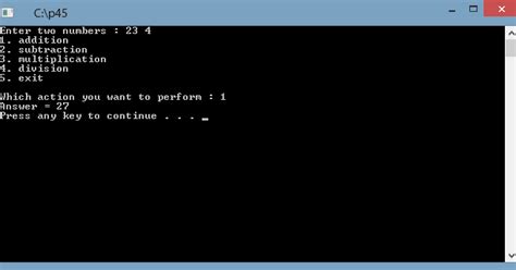 create a menu driven program to add subtract multiply and divide two number using functions