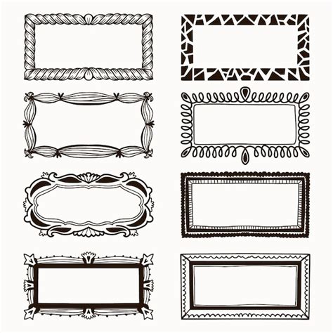 Colección de marcos de belleza ornamentados dibujados a mano Vector